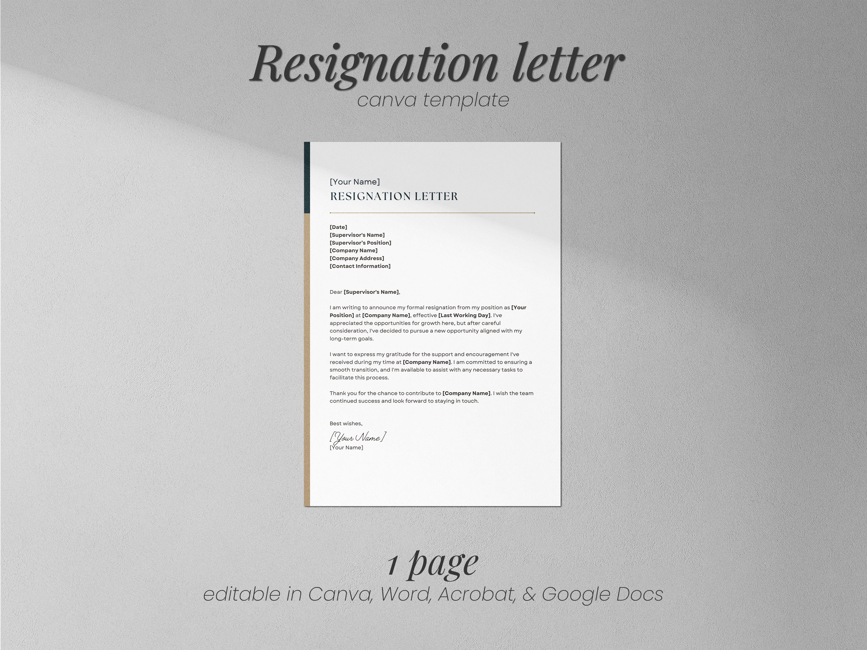 Professional Resignation Letter Template Resign Letter Notice Period ...