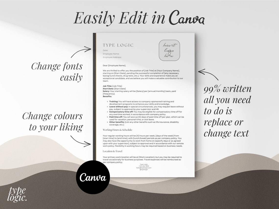 Professional Job Offer Template - Printable Offer Letter for Employment ...