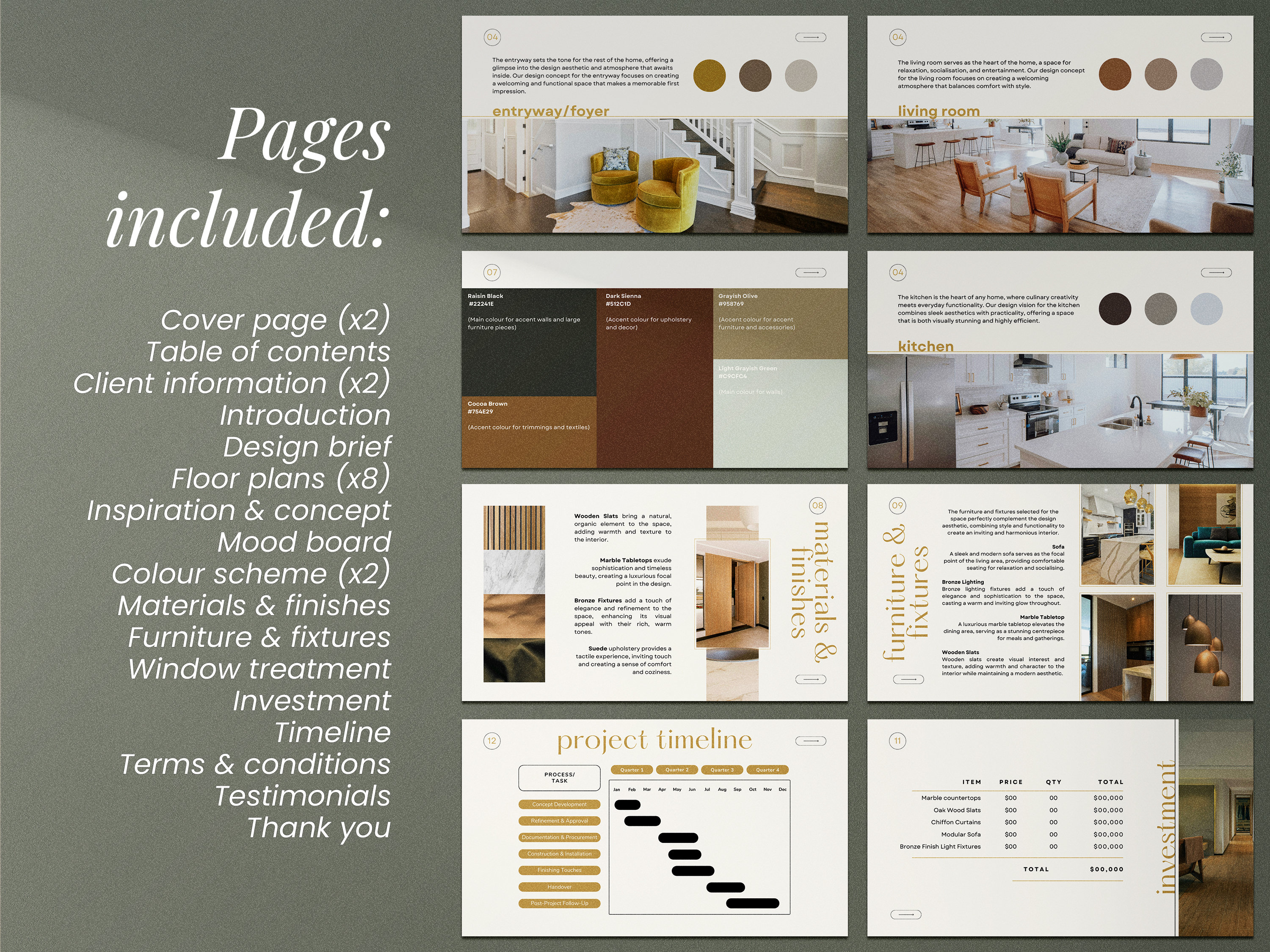 Interior Design Proposal Template, Canva Editable (instant Download) - Etsy
