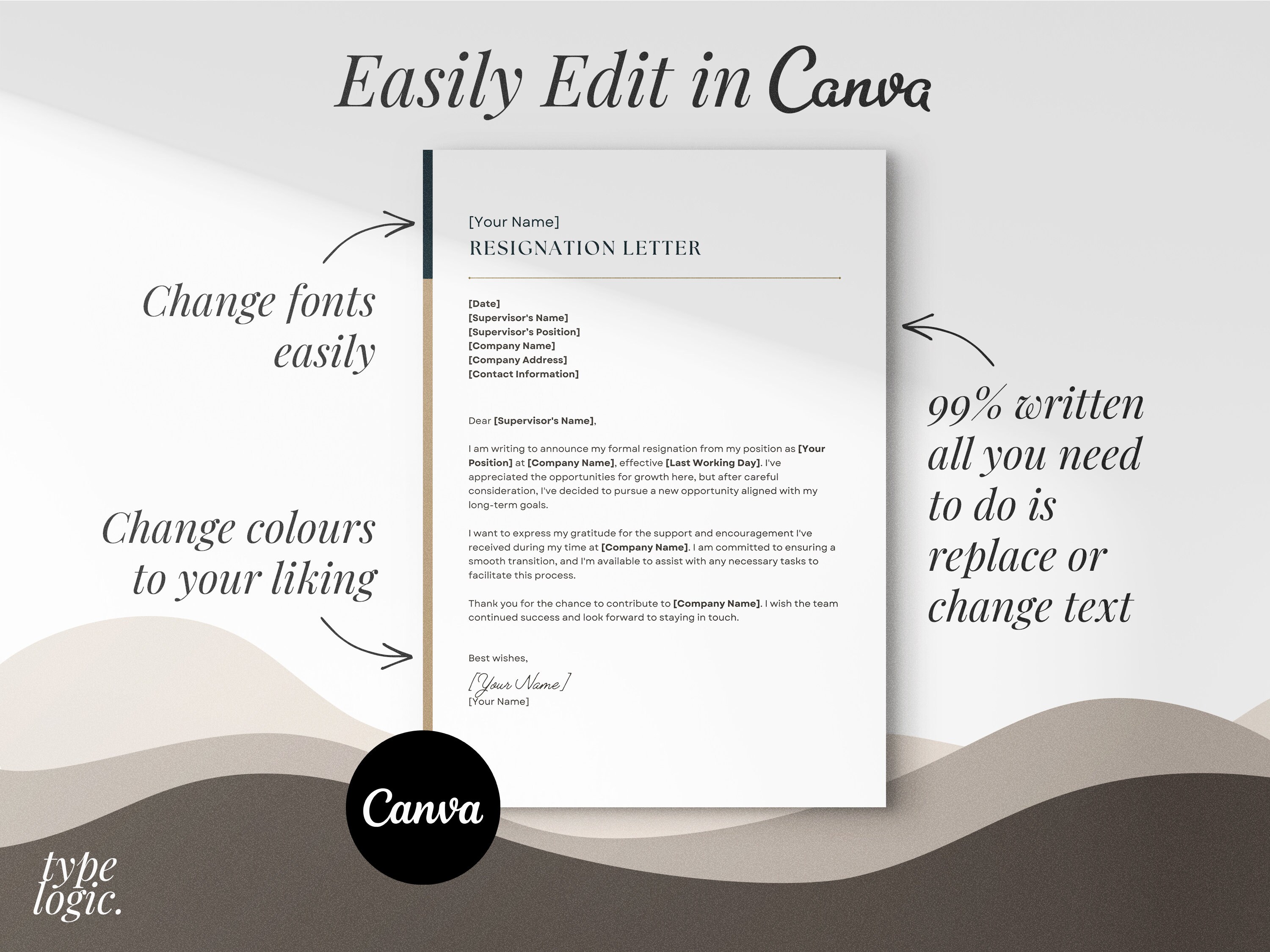 Professional Resignation Letter Template - Resign Letter - Notice ...