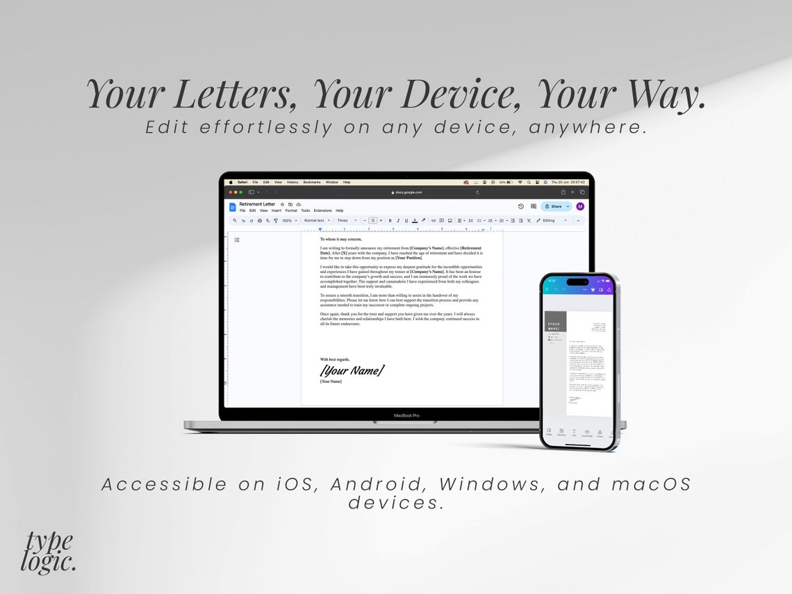 Editable Retirement Letter Template - Formal Announcement (digital ...