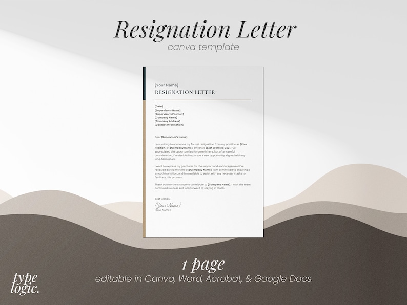 Professional Resignation Letter Template - Resign Letter - Notice ...