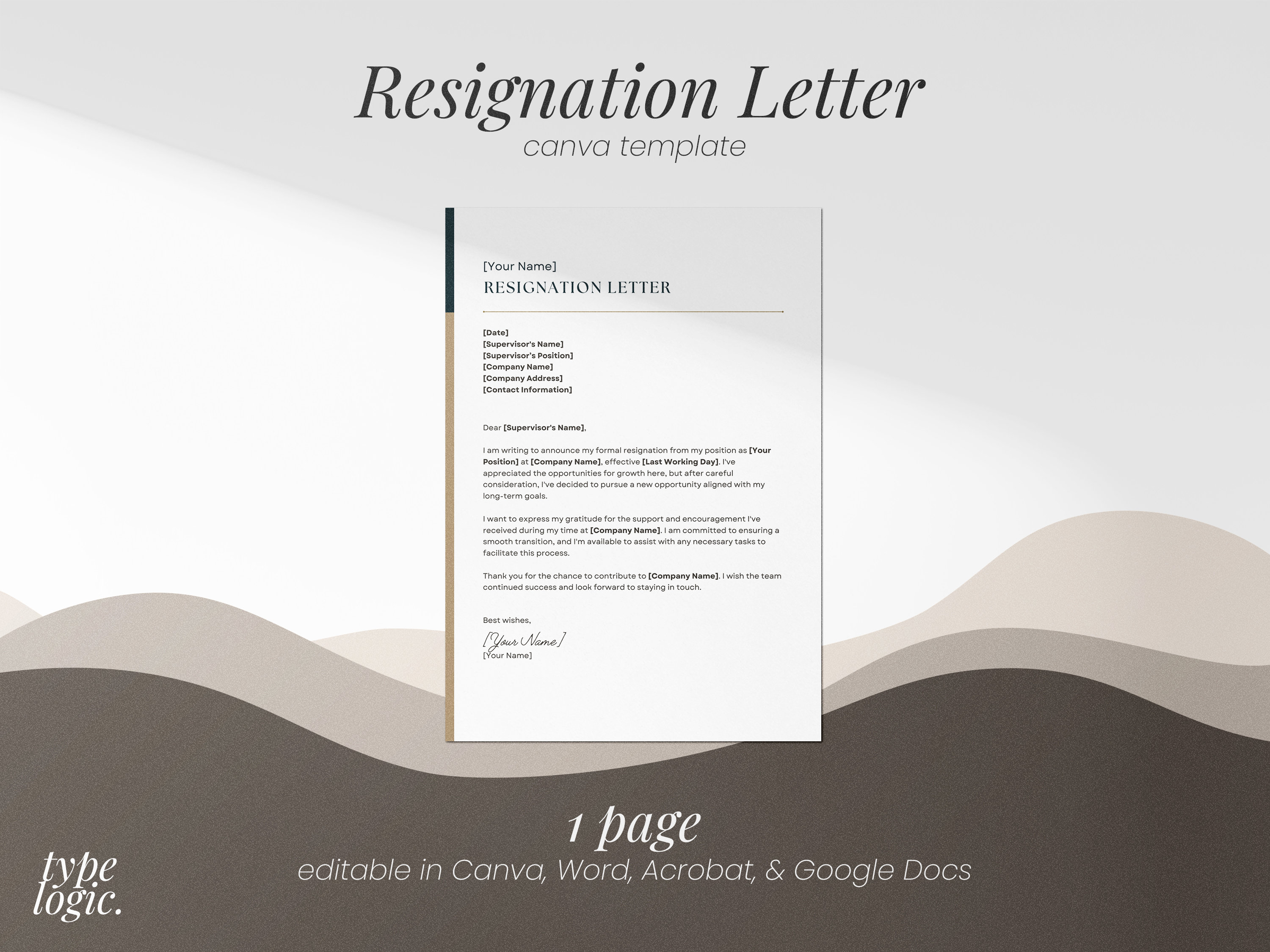 Professional Resignation Letter Template - Resign Letter - Notice ...