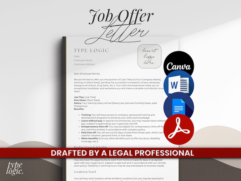 Professional Job Offer Template - Printable Offer Letter for Employment ...