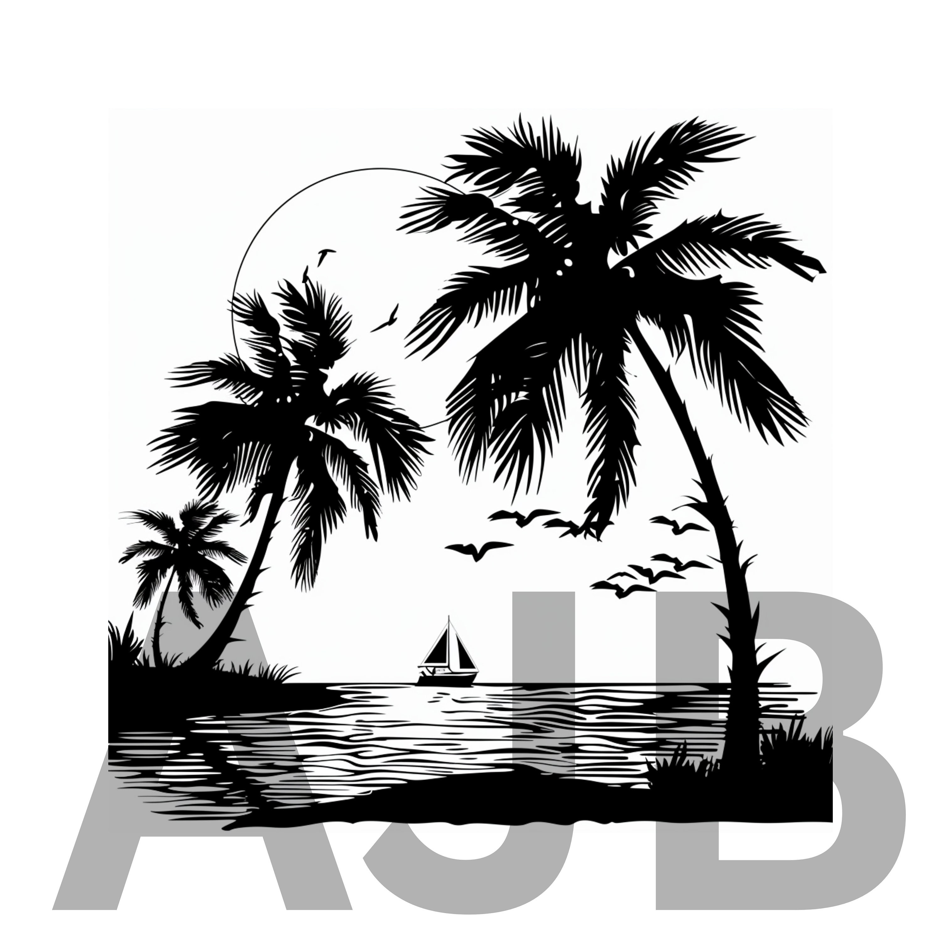 Palm Tree Svg File, Palm Tree Png File, Palm Tree Dxf File, Palm Tree ...