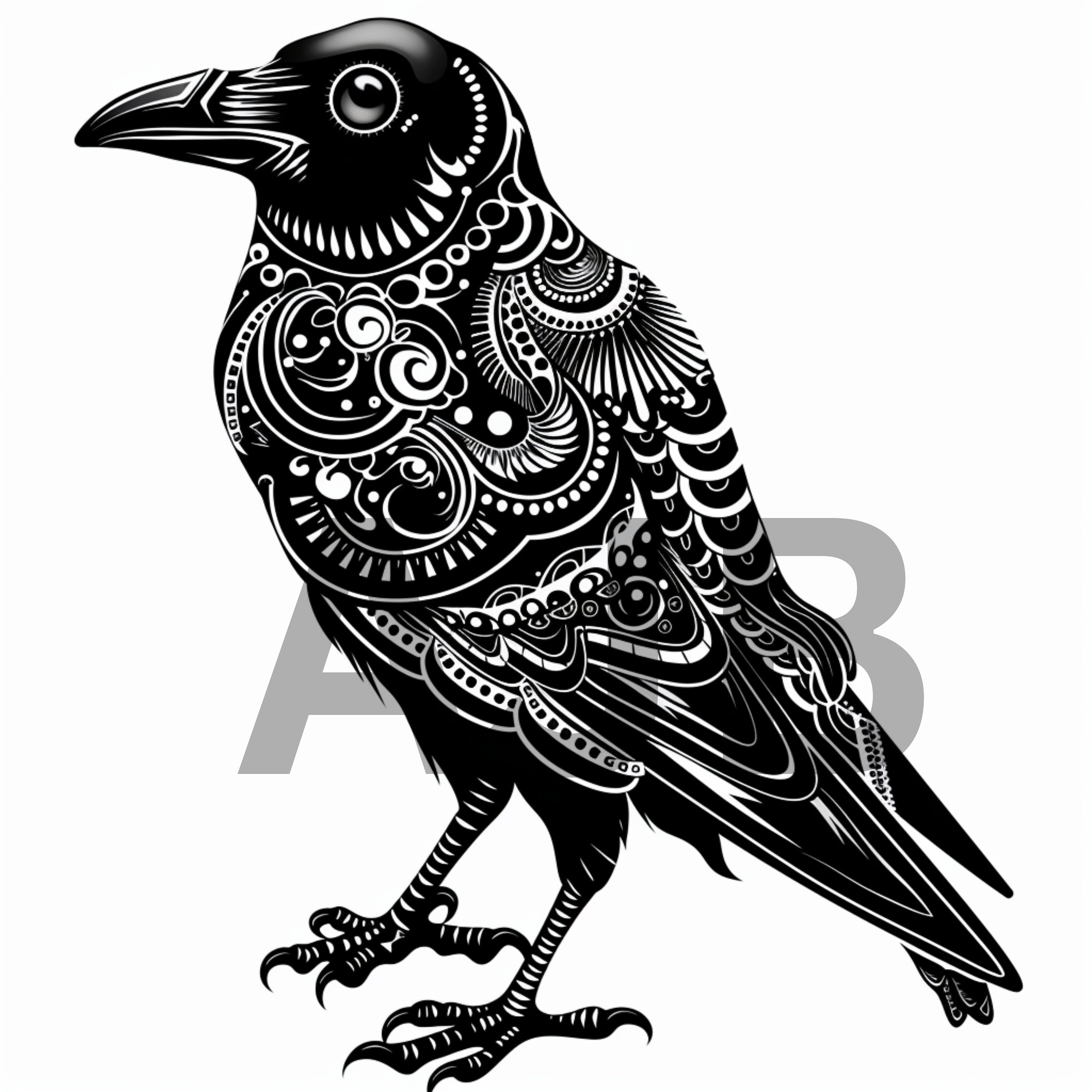 Ornate Crow SVG, PNG, DXF, Cricut, Sticker (digital Download) - Etsy