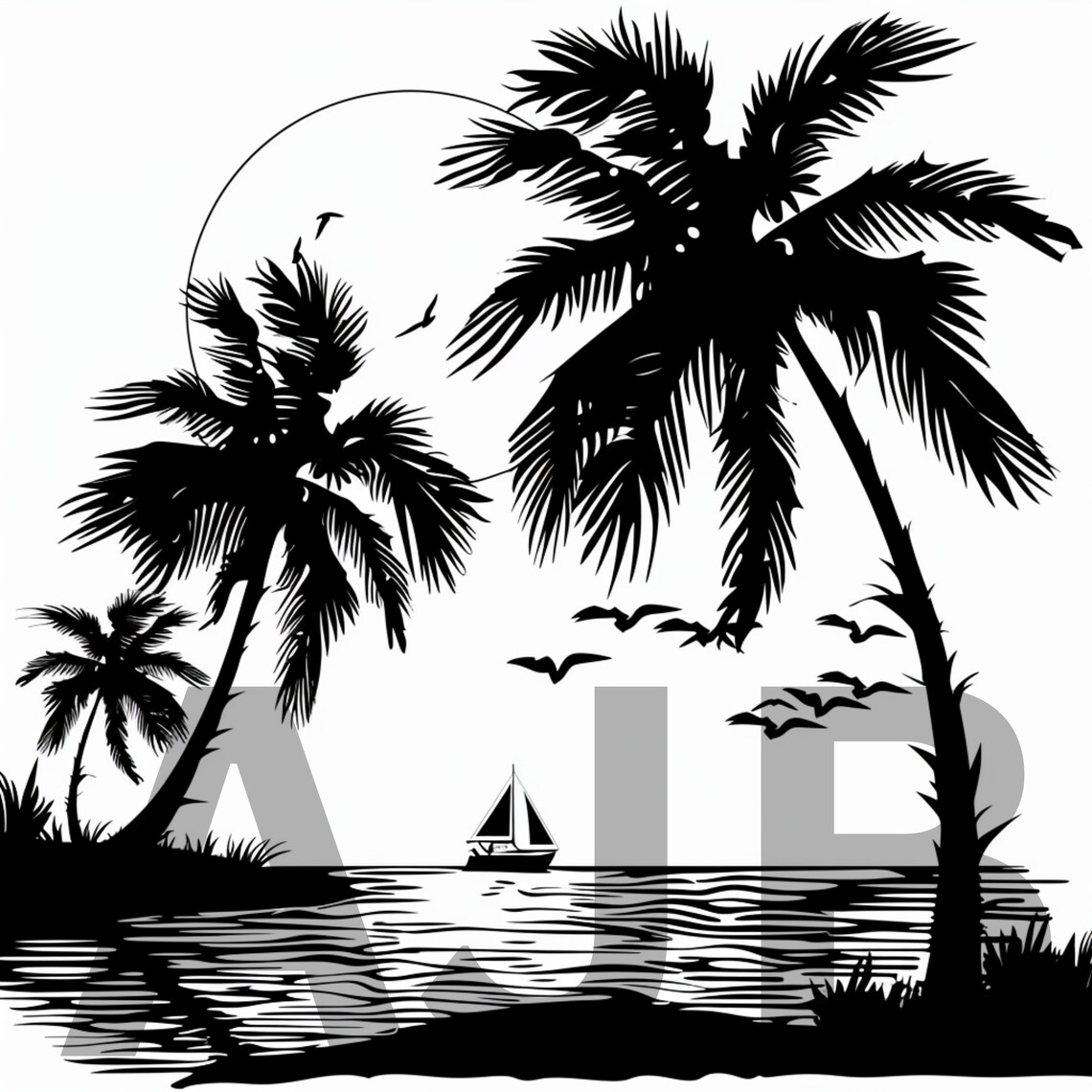 Palm Tree Svg File, Palm Tree Png File, Palm Tree Dxf File, Palm Tree ...