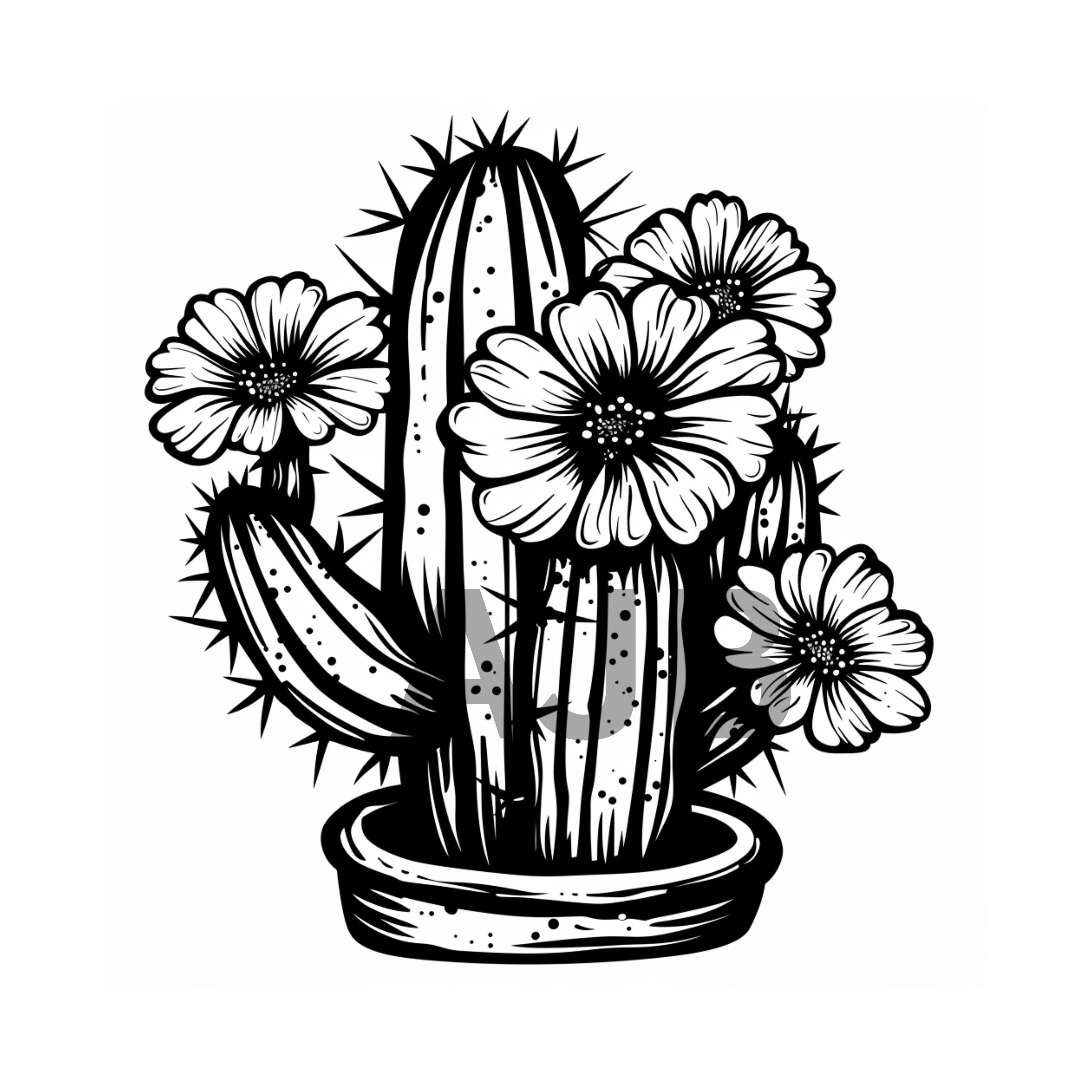 Cactus With Spring Flowers SVG, PNG, DXF (digital File) - Etsy