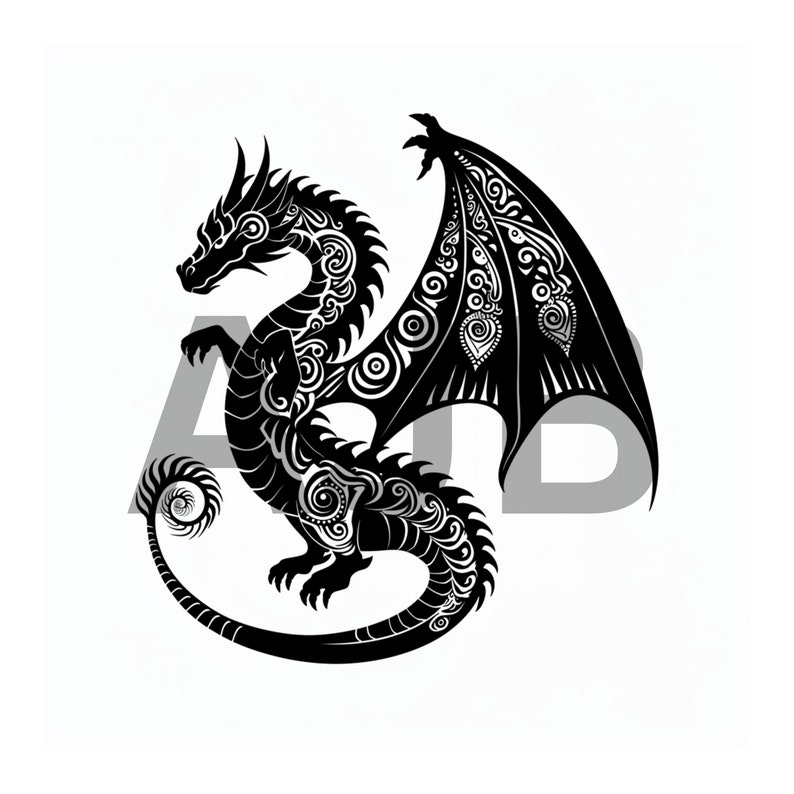 Ornate Dragon Design, SVG, PNG, DXF (digital Download) - Etsy
