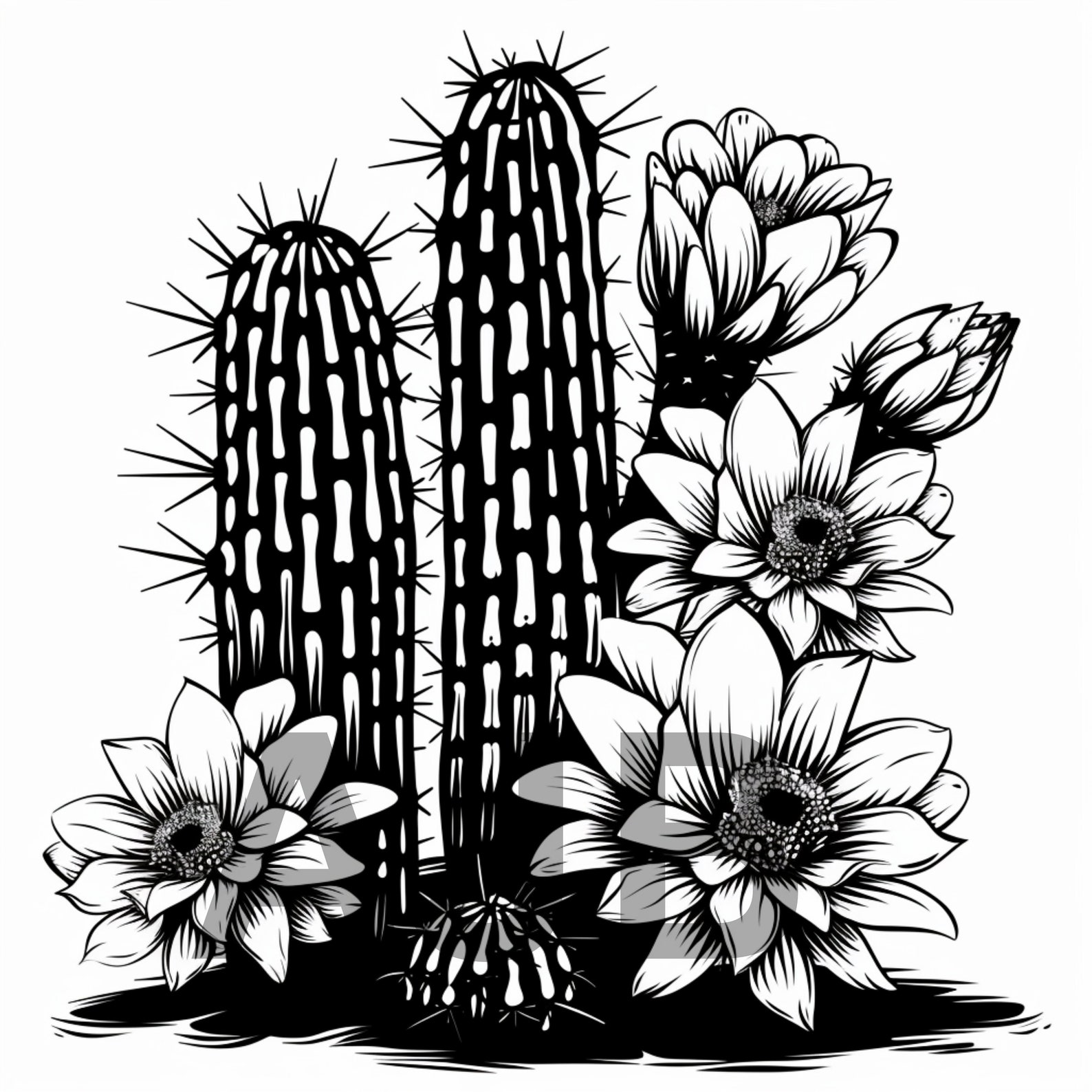 Cactus With Spring Flowers SVG, PNG, DXF (digital File) - Etsy