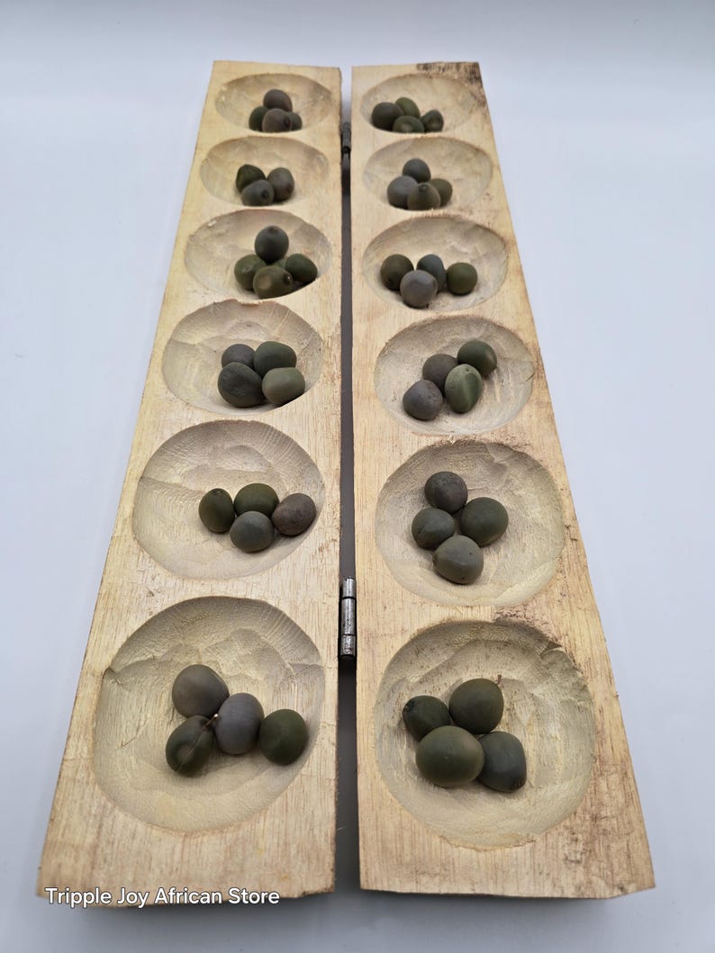 Ayo Olopon( Hand Carved Solid Wood Game Board With Seeds[ Mancala] - Etsy