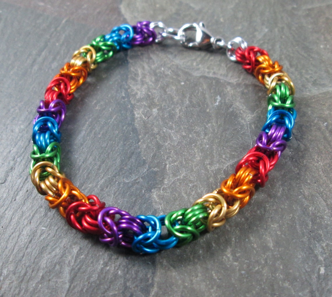 Chainmaille Bracelet Rainbow Chainmail Byzantine Jewelry - Etsy
