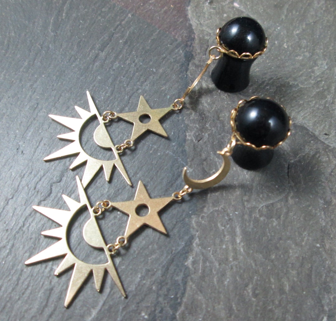 Celestial Dangle Plugs, 12g, 10g, 8g, 6g, 4g, 2g, 0g, Moon Gauges ...