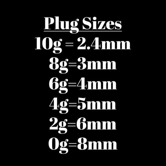 Gauges Plugs Sizes Chart