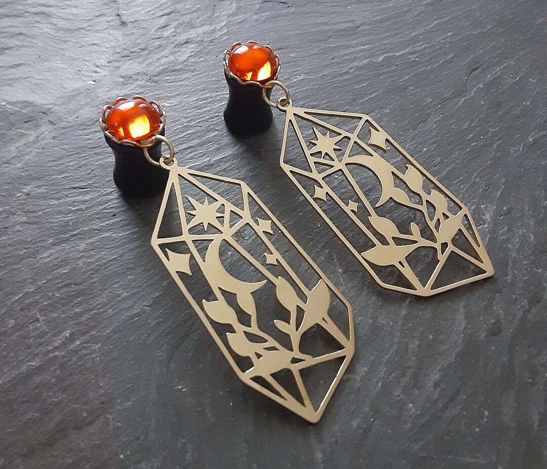 Dangle Plugs, 12g, 10g, 8g, 6g, 4g, 2g, 0g, Crescent Moon Gauges ...