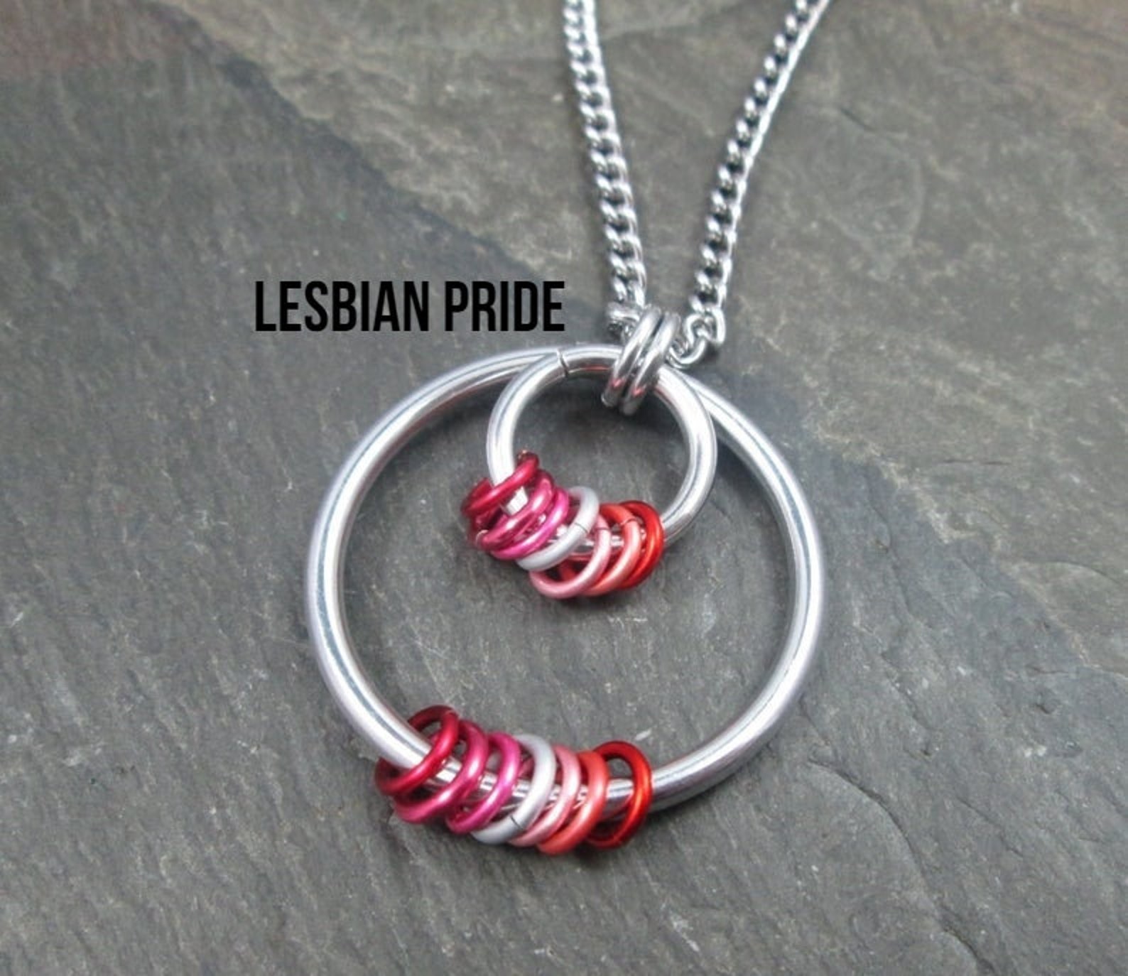 LGBTQ Pride Pendant Aluminum Hoops Stainless Steel Chain - Etsy