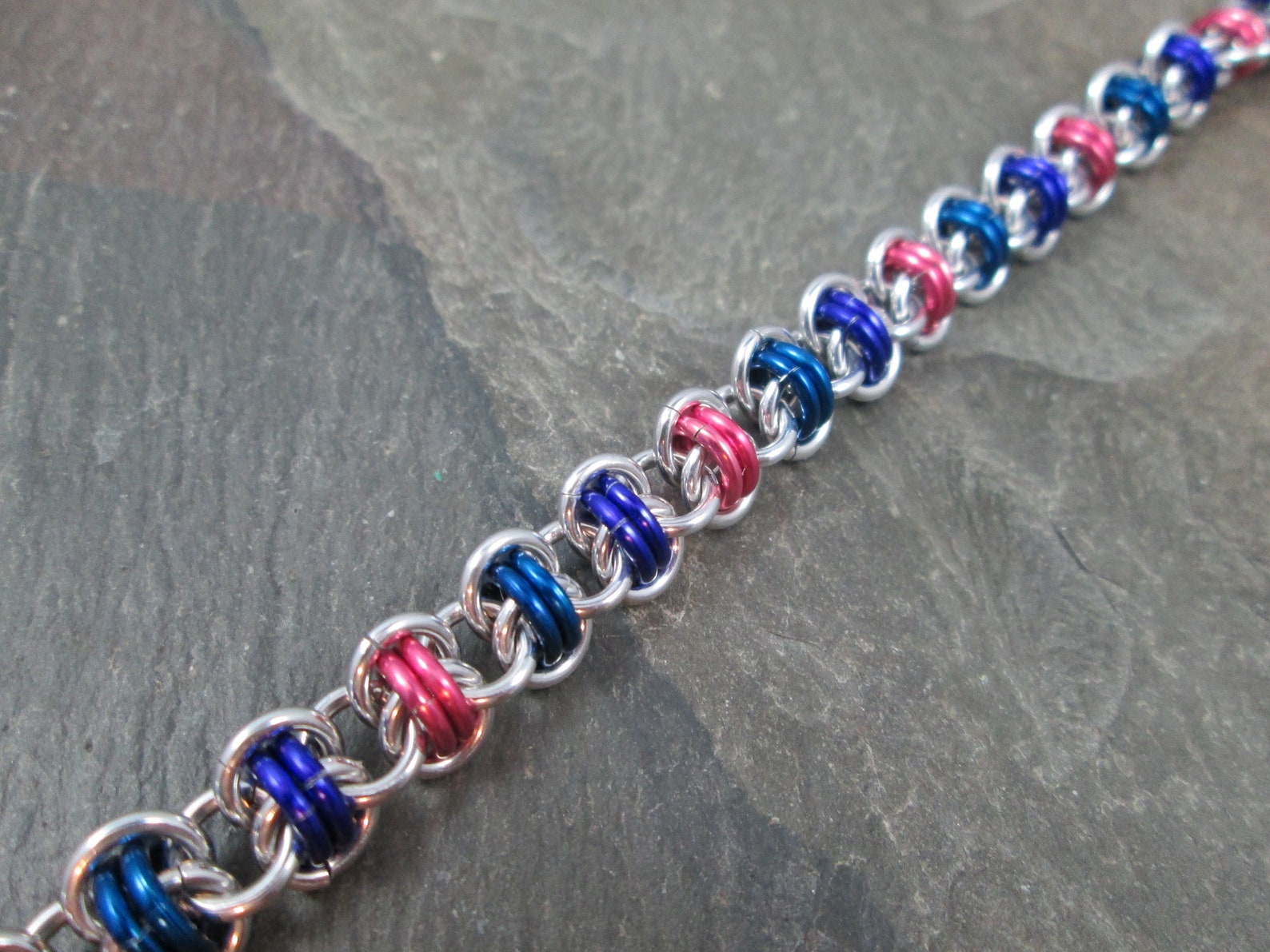 Chainmaille Bracelet Bisexual Pride Barrel Weave LGBTQ - Etsy