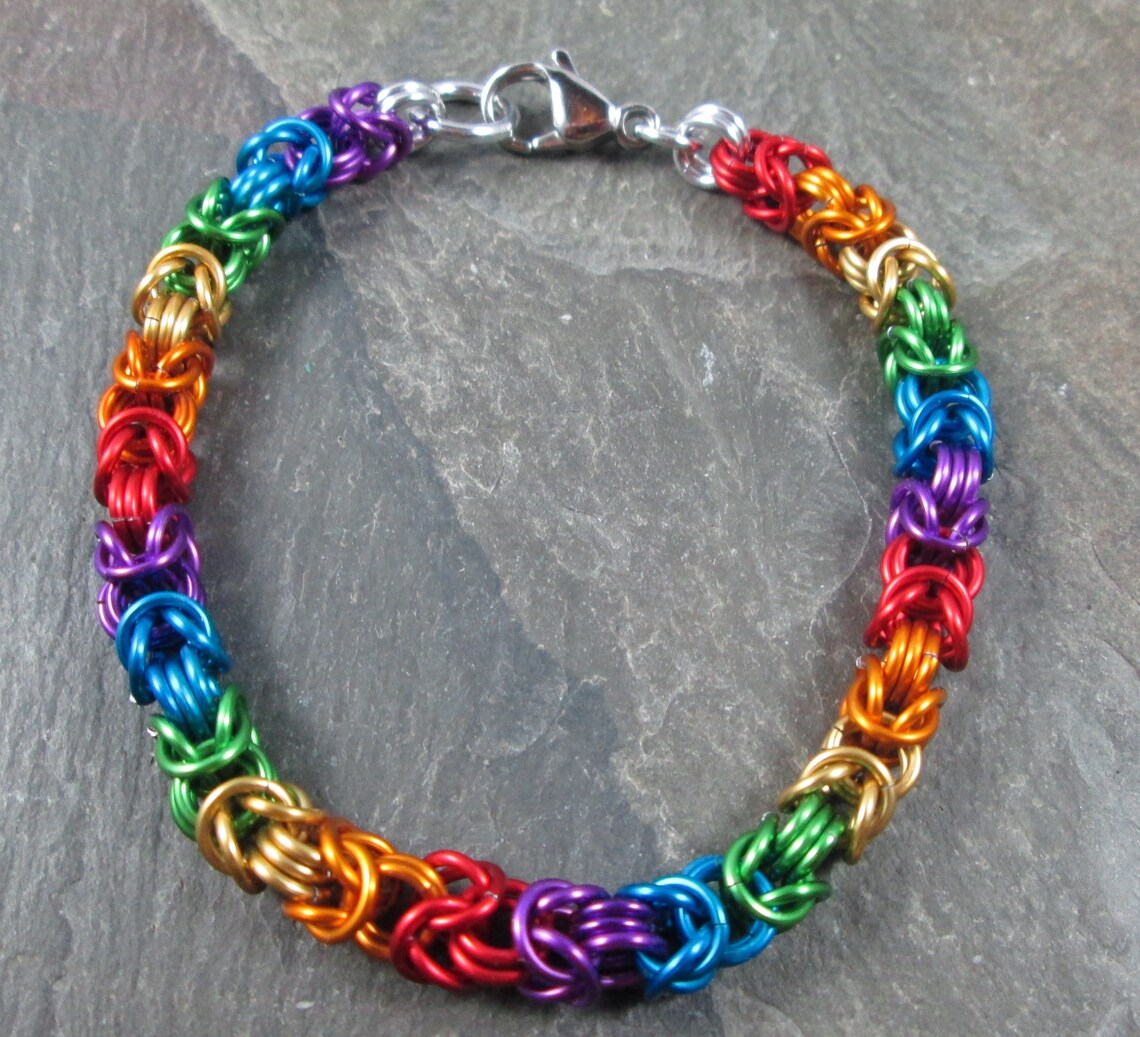 Chainmaille Bracelet Rainbow Chainmail Byzantine Jewelry - Etsy
