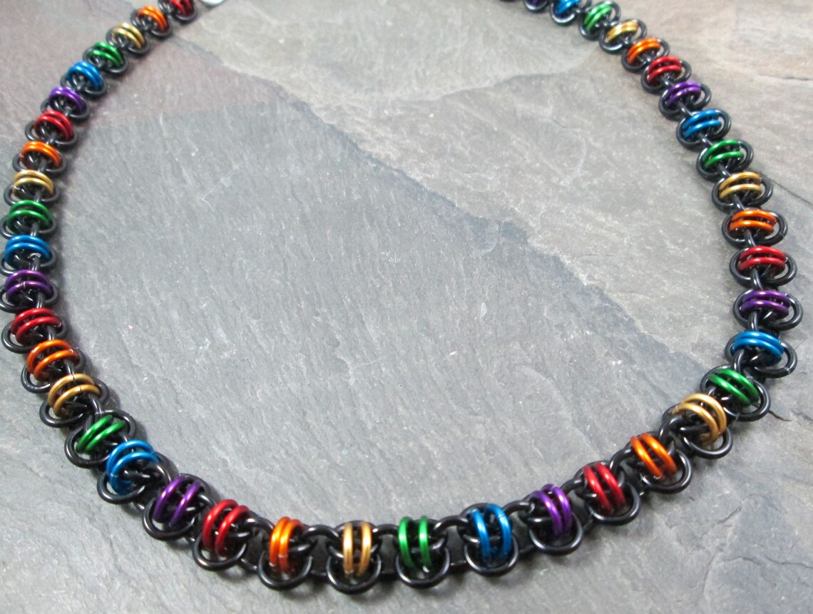 Chainmaille Choker Barrel Weave LGBTQ Pride Rainbow | Etsy
