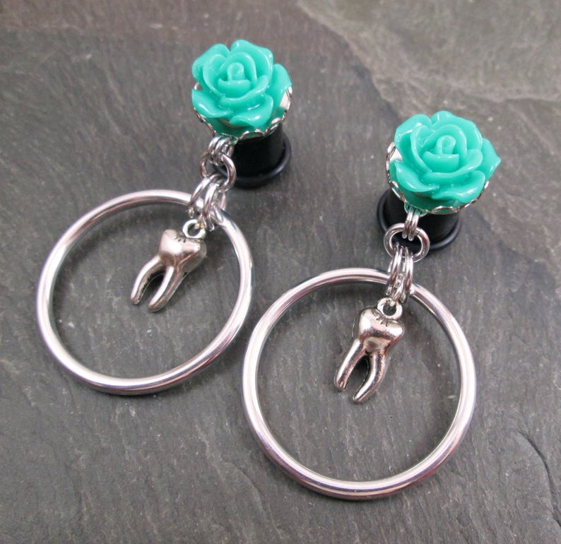 Dangle Plugs Tooth Gauges 00g 10mm 1/2 12mm Gauged - Etsy