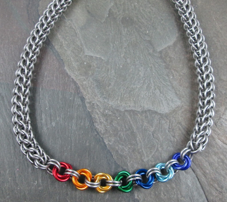 Chainmaille Necklace Full Persian Weave Rainbow Chainmail - Etsy