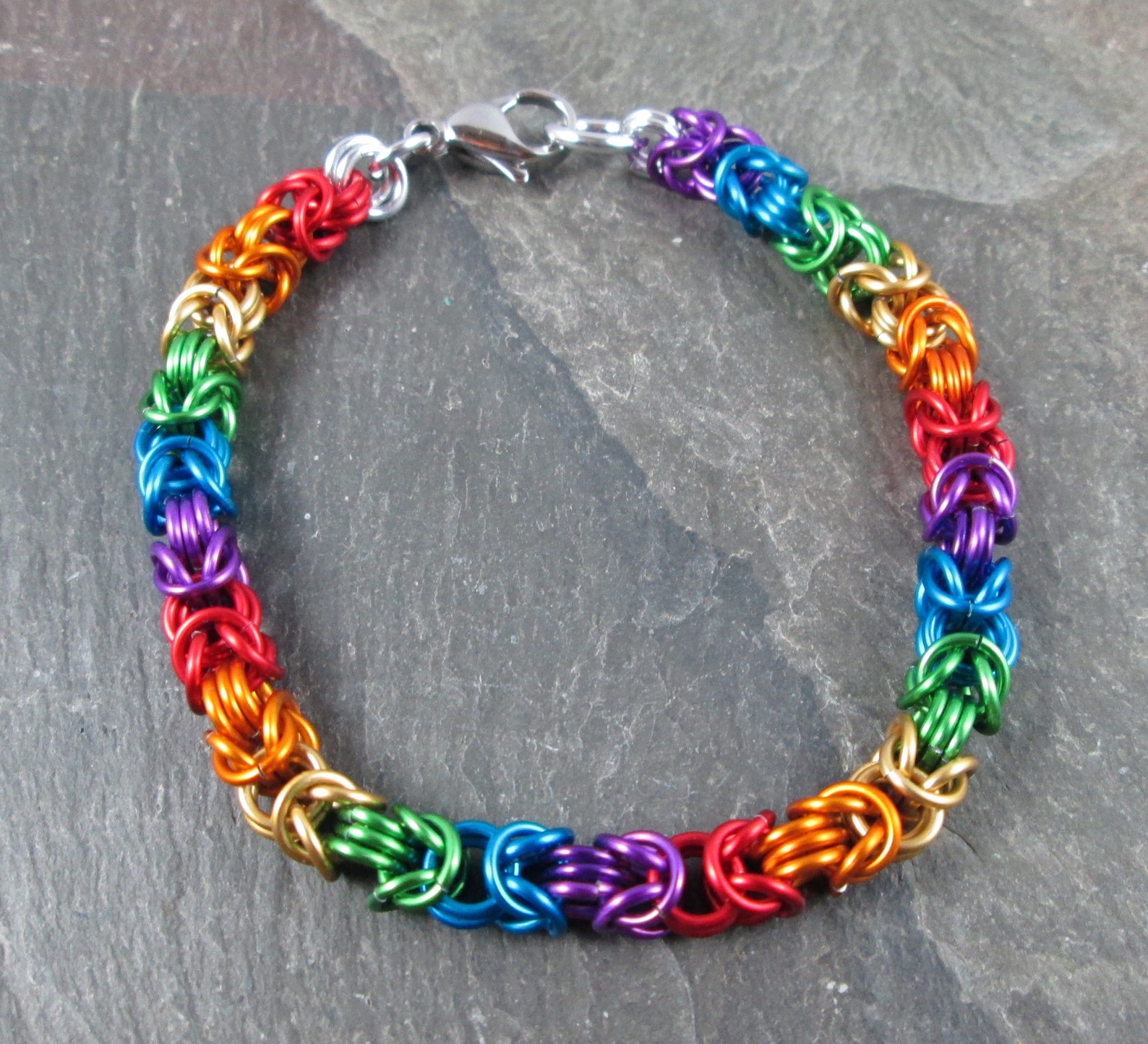 Chainmaille Bracelet Rainbow Chainmail Byzantine Jewelry - Etsy