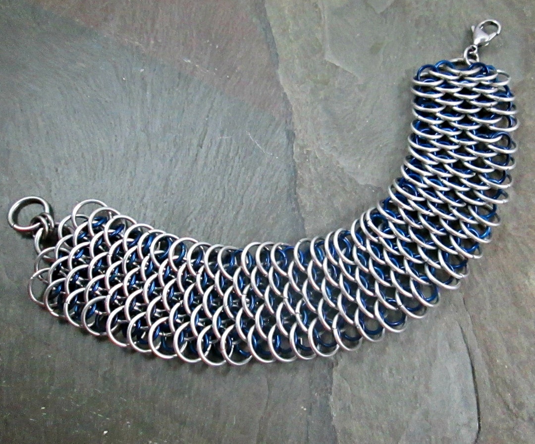 Chainmail Cuff Bracelet - Dragonscale Chainmaille Jewelry - Medieval ...