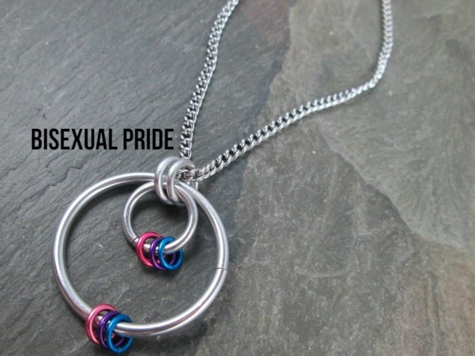 LGBTQ Pride Pendant, Aluminum Hoops, Stainless Steel Chain, Choose Your ...