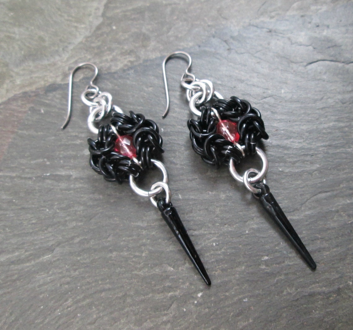 Chainmaille Spike Earrings Gothic Jewelry Spiked Chainmail - Etsy Canada