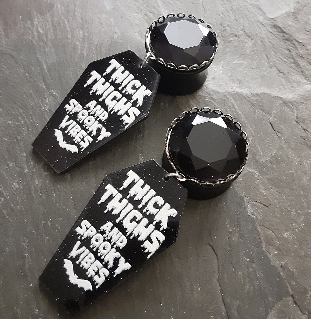 Coffin Dangle Plugs, Black Gem, Thick Thighs Spooky Vibes - Etsy