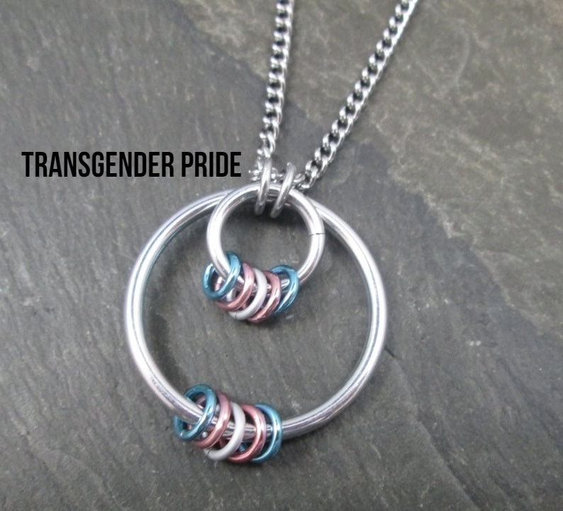 LGBTQ Pride Pendant Aluminum Hoops Stainless Steel Chain - Etsy