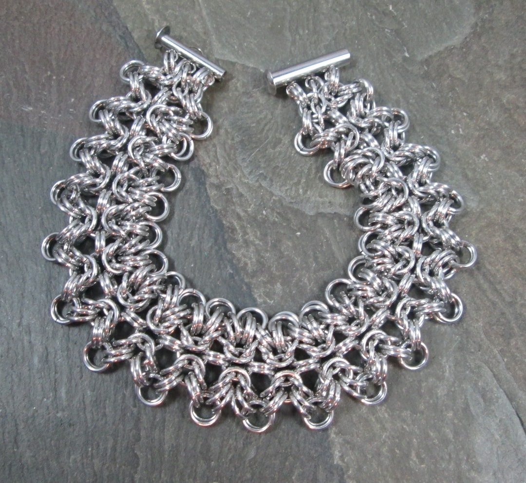 Chainmaille Bracelet, Byzantine Chainmail Jewelry, Lightweight Silver ...