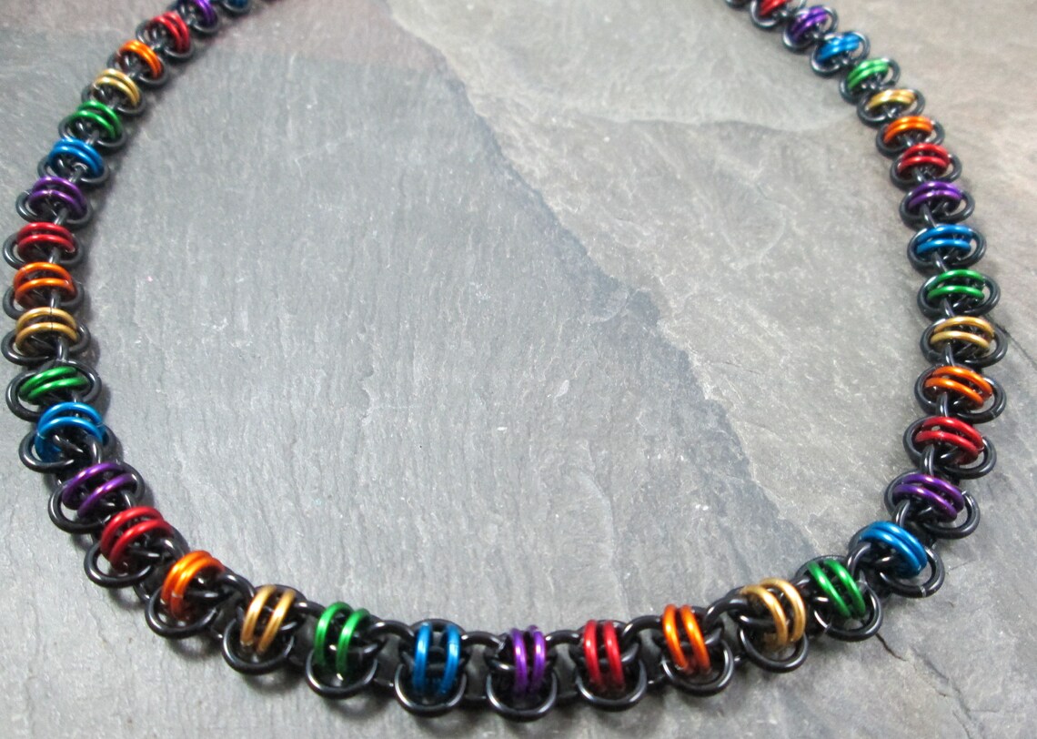 Chainmaille Choker Barrel Weave LGBTQ Pride Rainbow | Etsy
