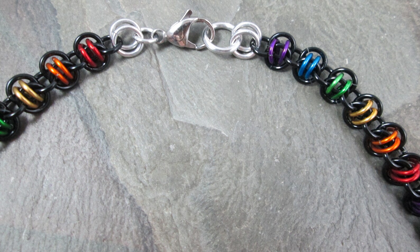 Chainmaille Choker, Barrel Weave, LGBTQ Pride, Rainbow Chainmail Choker ...