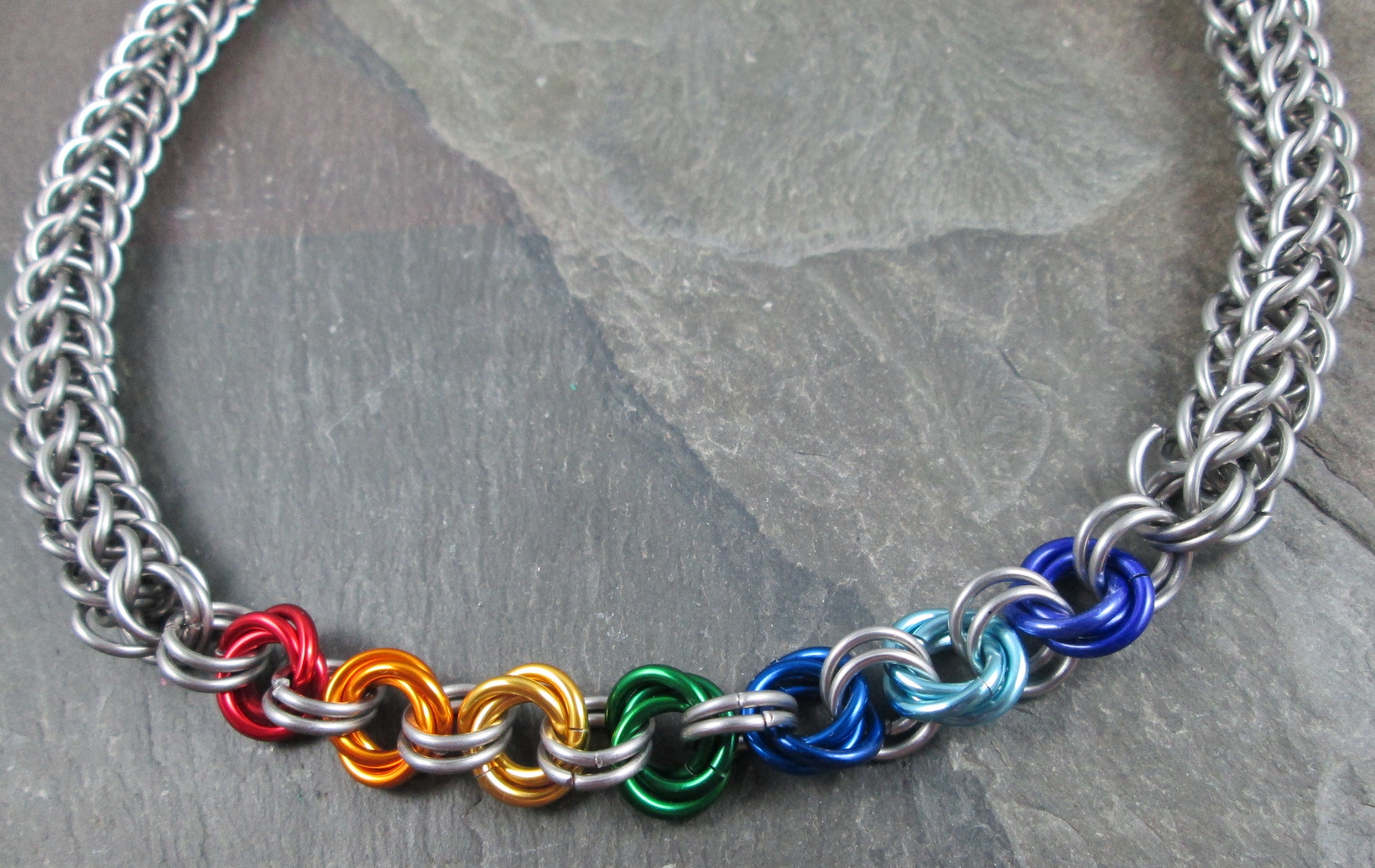 Chainmaille Necklace Full Persian Weave Rainbow Chainmail - Etsy