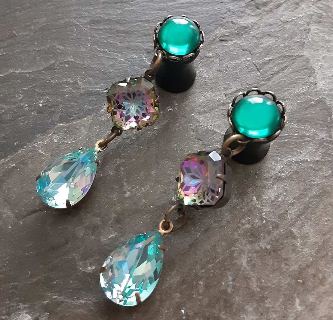 Dangle Plugs, 12g, 10g, 8g, 6g, 4g, 2g, 0g, Wedding Gauges, Rainbow ...