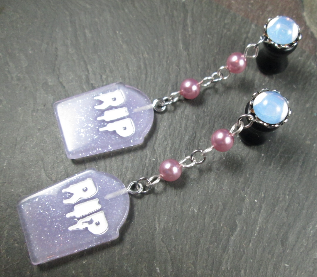 Dangle Plugs, 12g, 10g, 8g, 6g, 4g, 2g, 0g, RIP Tombstones, Pastel Goth ...
