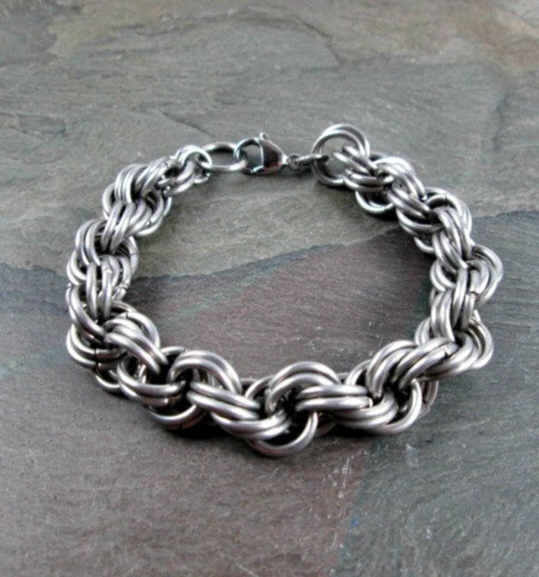 Chainmaille Bracelet, Stainless Steel, Double Spiral, Mens Rope ...