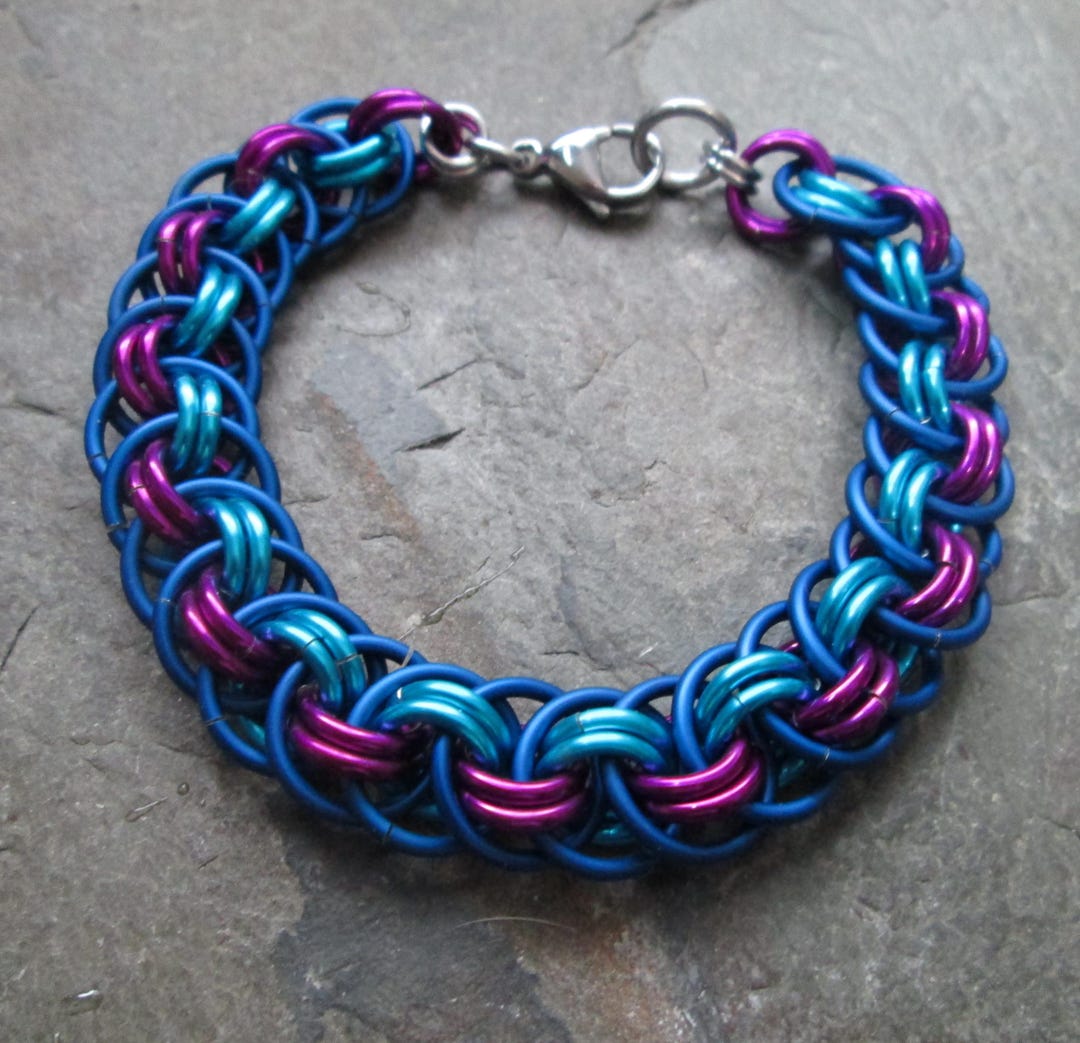 Chainmaille Bracelet, Viper Basket Weave, Lightweight Aluminum ...