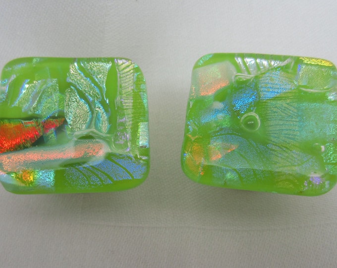 2 Fused Dichroic Glass Cabinet Knobs Drawer Pulls Spring Green - Etsy