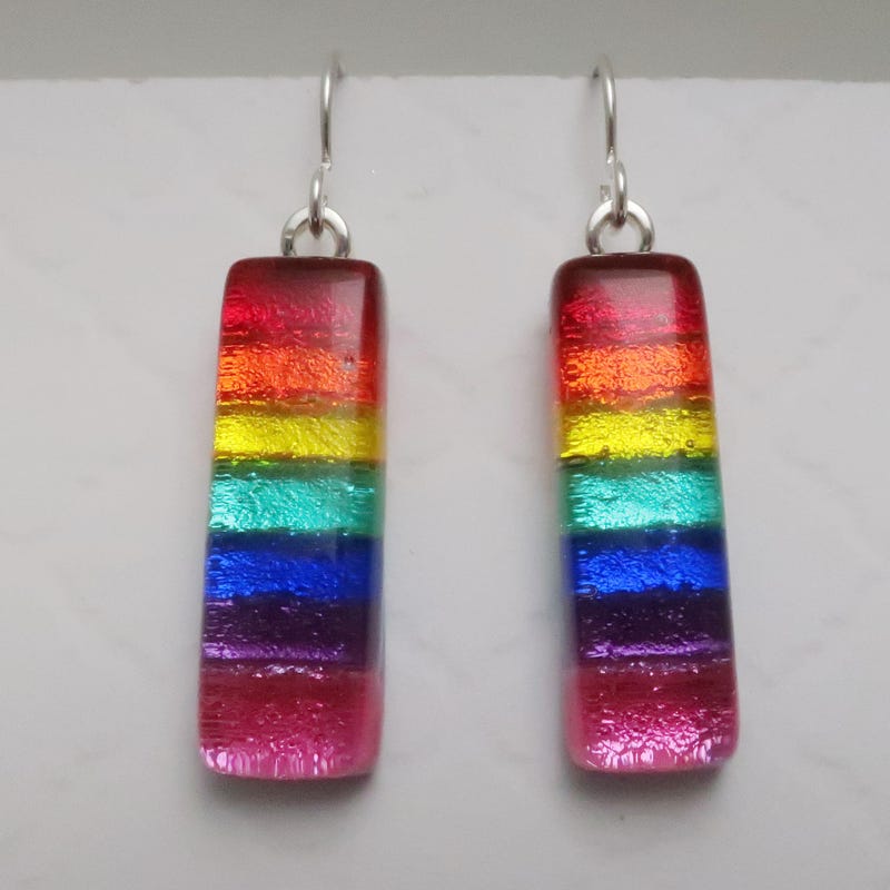 Fused Glass Earrings Red - Etsy