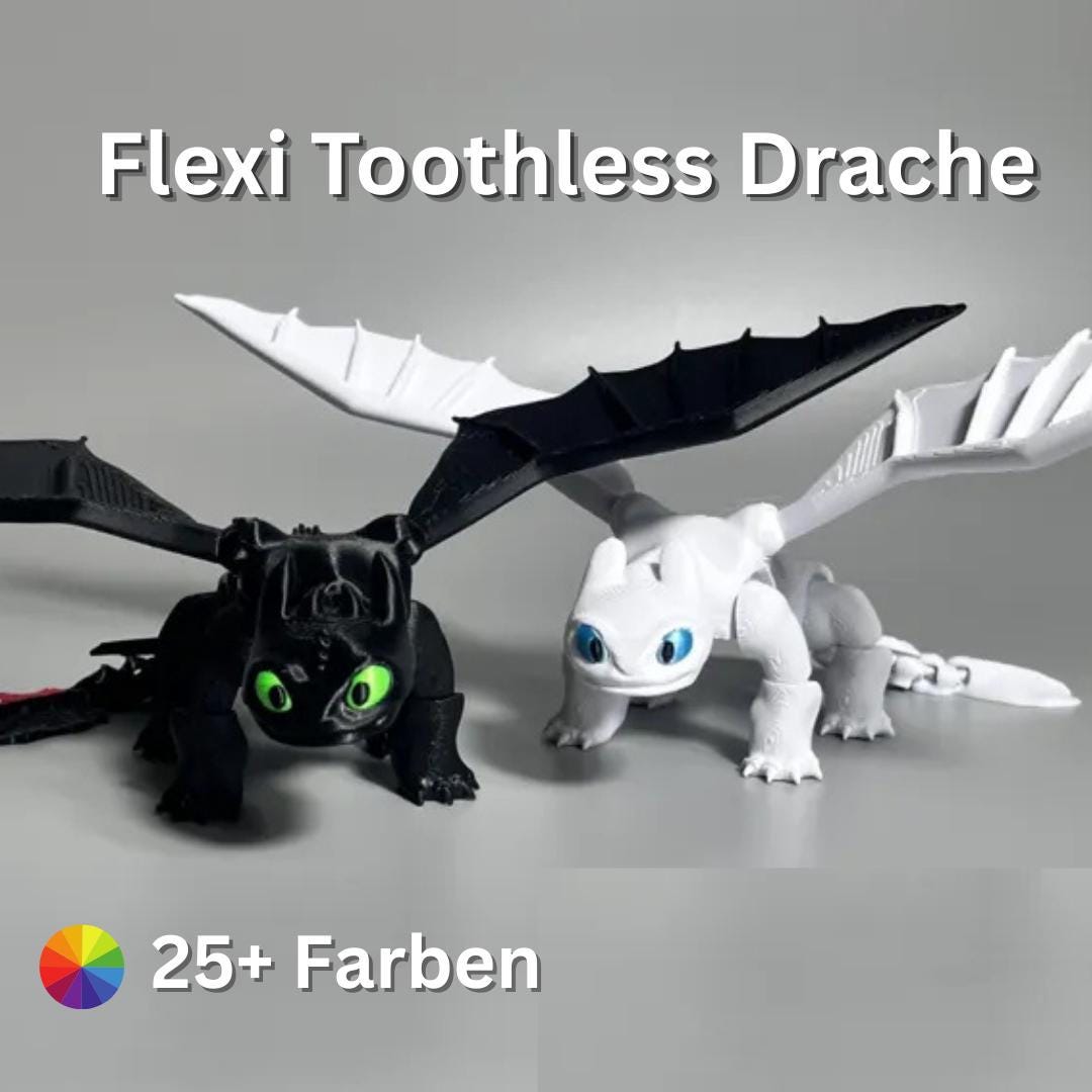 3d-printed Flexi Toothless Dragon – Movable Dragon Figure, Approx. 21cm ...