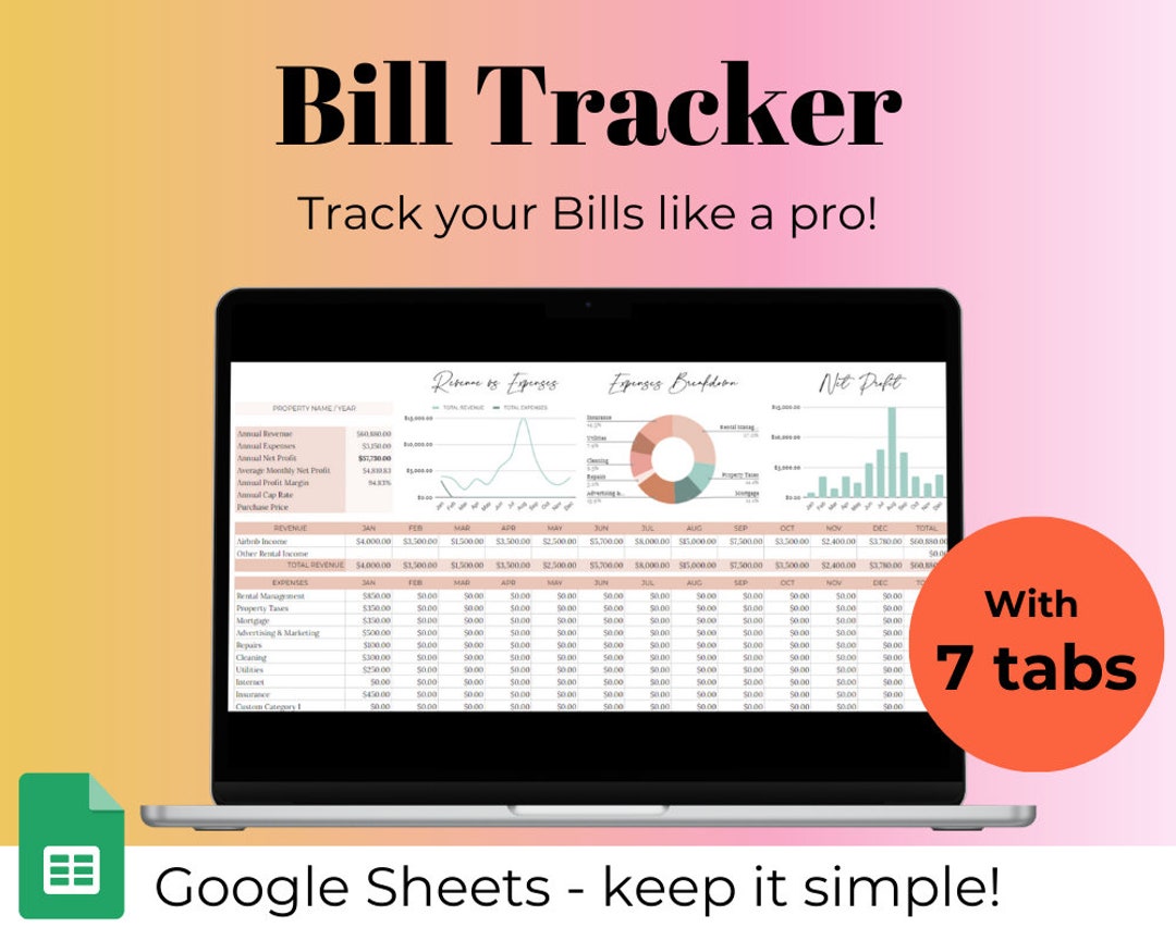 Bill Tracker Spreadsheet Google Sheets Bill Calendar Monthly Bill ...