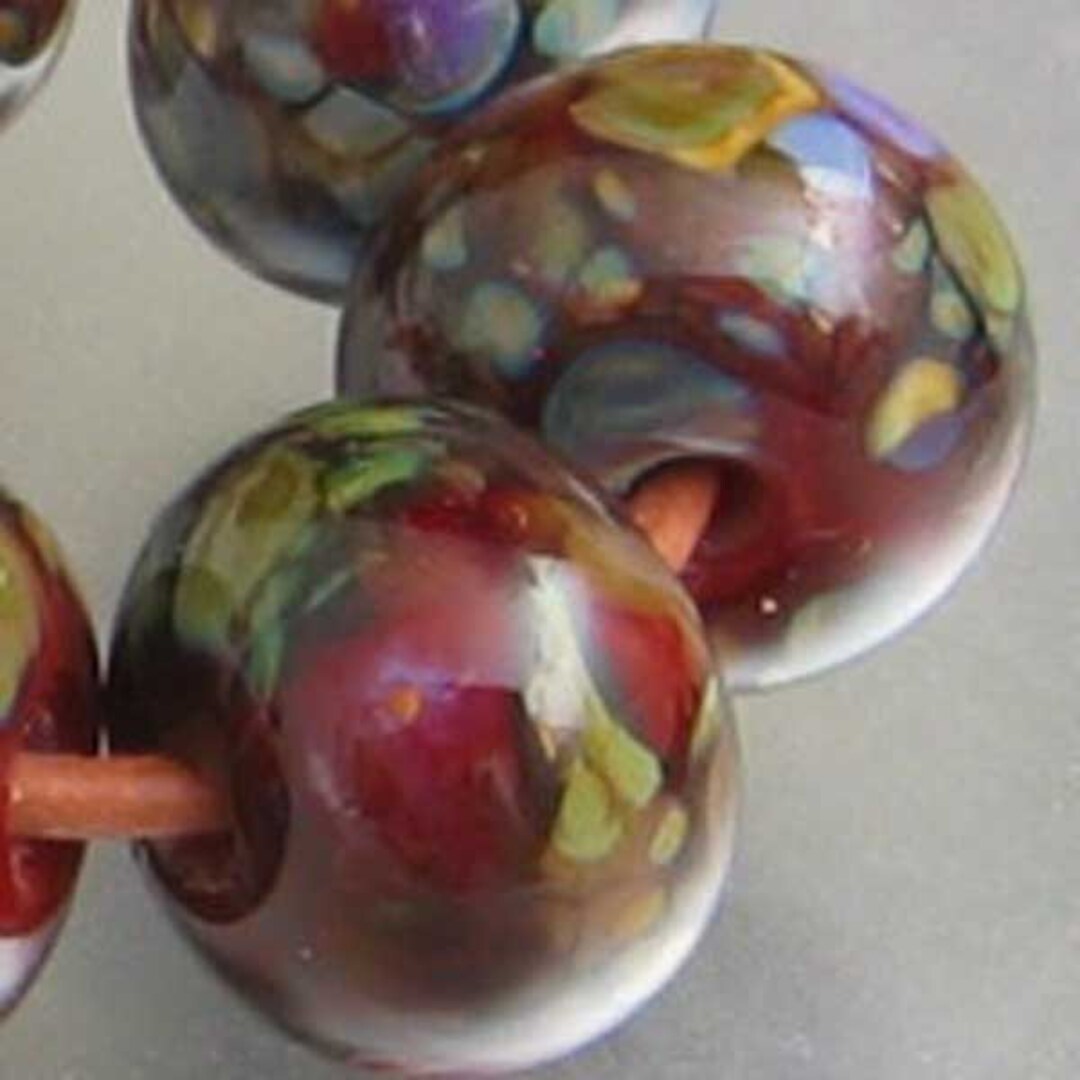 Sweet Romance Lampwork Spacer Handmade Glass Beads Romance Blend on Red ...