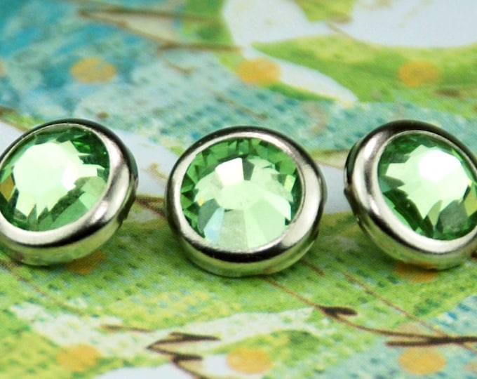 Peridot Green and Silver Hair Pin Rhinestone Set, Bridesmaid Bobby Pins ...