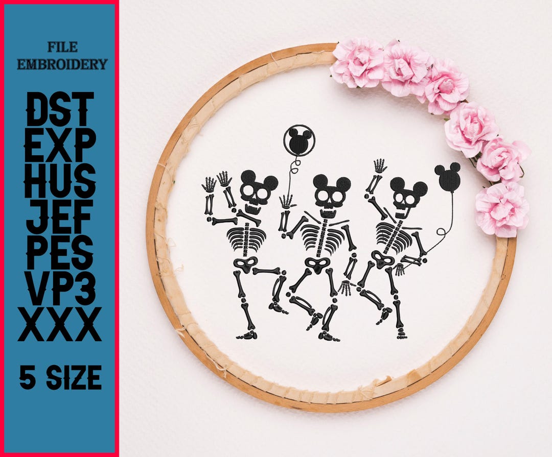 Dancing Skeleton Embroidery Designs, Halloween Skeleton Machine ...
