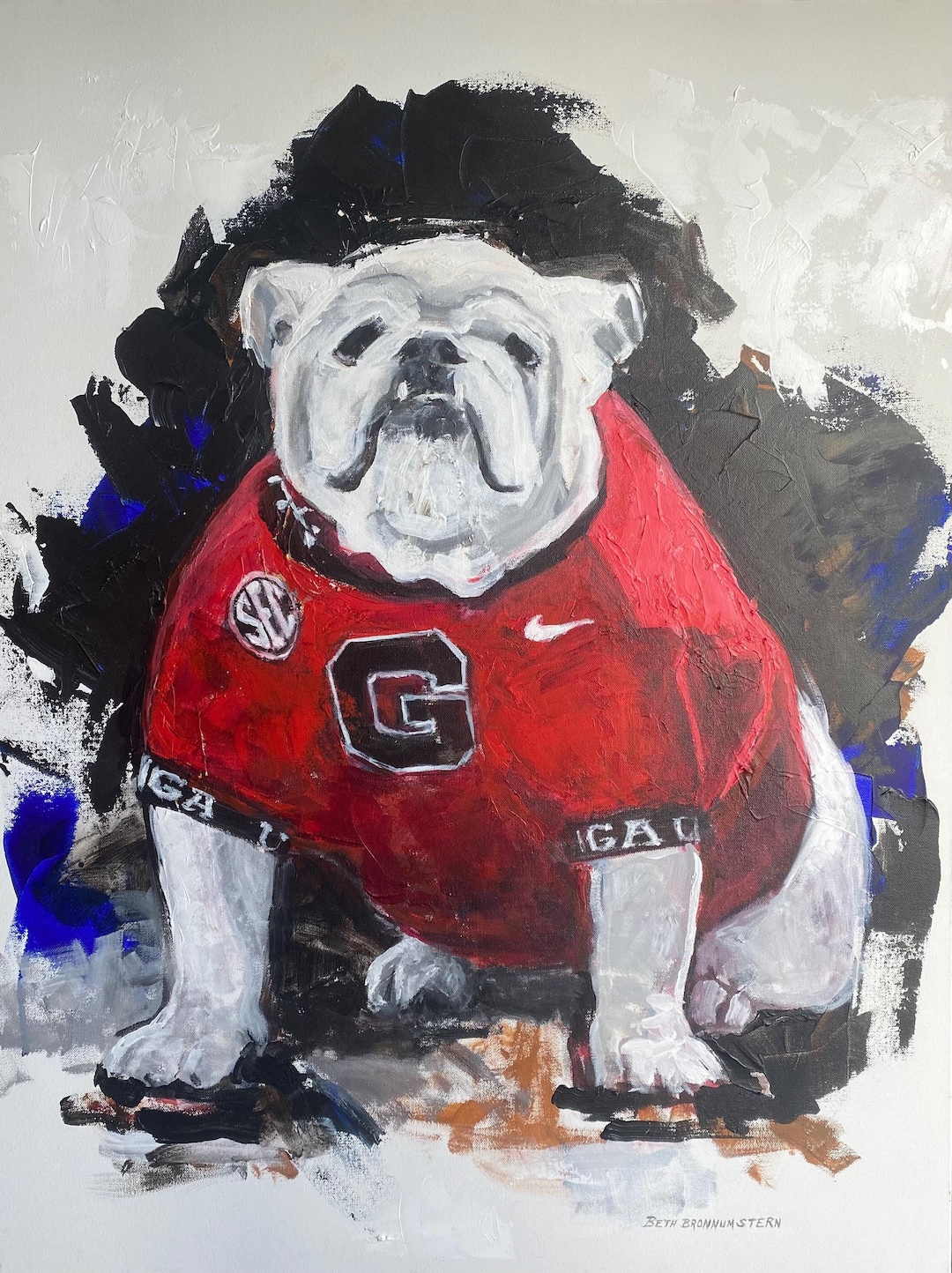 Oil Painting, Acrylic Painting, Original Bulldog Painting, UGA Bulldog ...