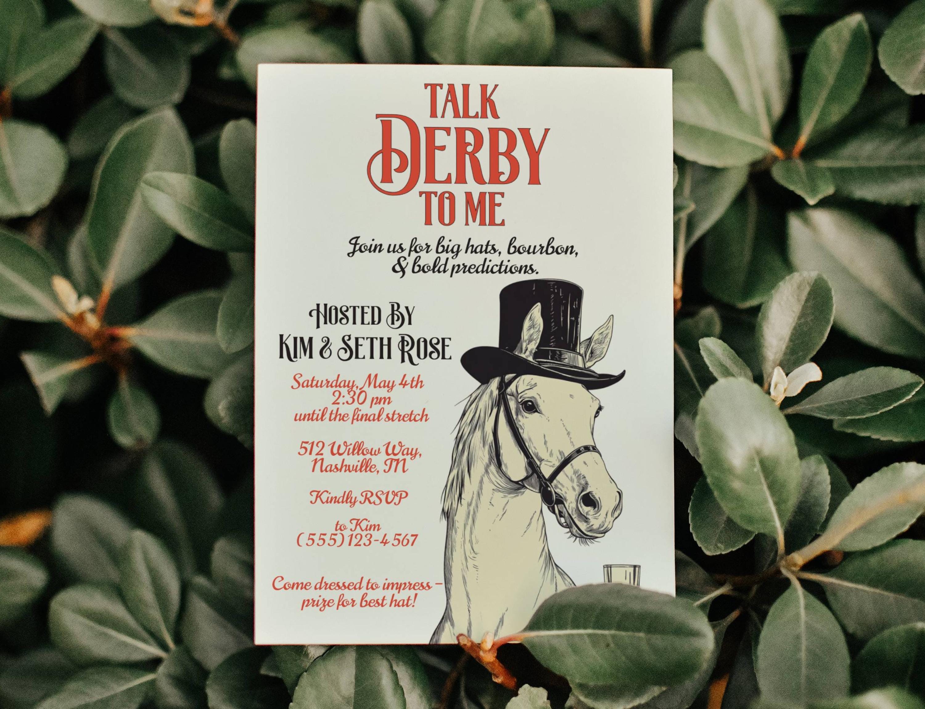 Printable Derby Party Invitation | "talk Derby to Me" Horse Racing ...