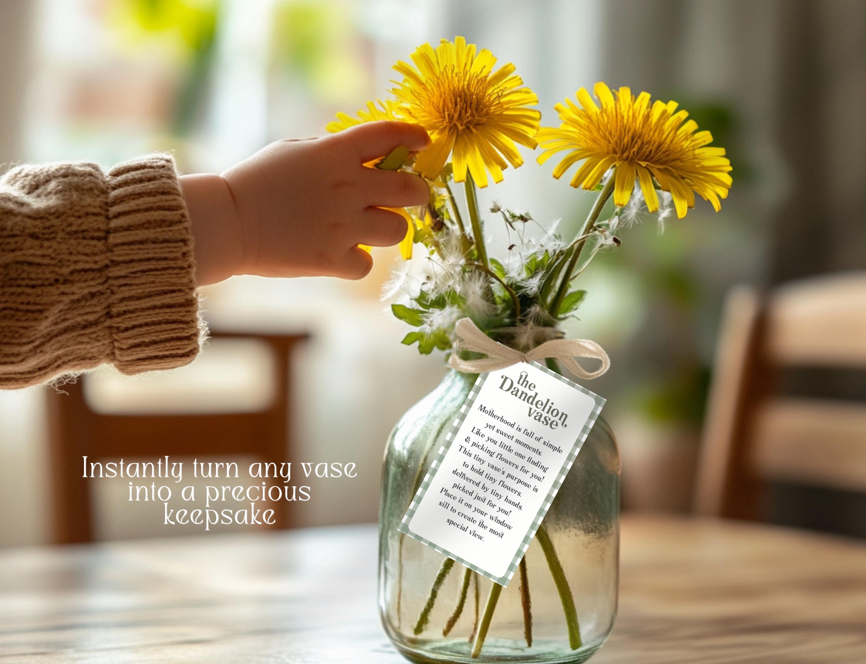 Editable Dandelion Vase Tag Template: Wildflower Gift for Mom ...