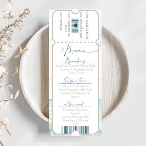 Travel Anniversary Menu Card Set: Editable Boarding Pass (digital ...
